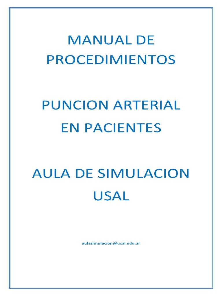 Manual de Procedimientos Puncion Arterial PDF | PDF | Especialidades ...