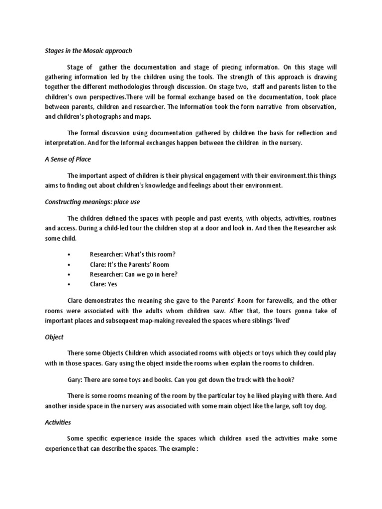 Stages in The Mosaic Approach | Download Free PDF | Room | Information