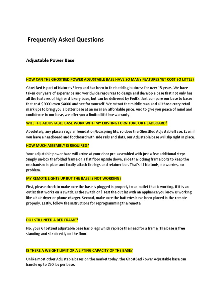 Frequently Asked Questions PDF | PDF | Mattress | Manufactured Goods