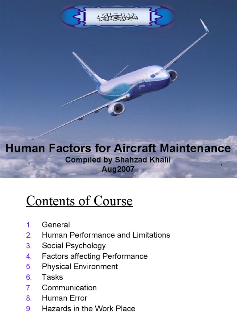 Human Factors For Aircraft Maintenance | PDF | Senses | Leadership