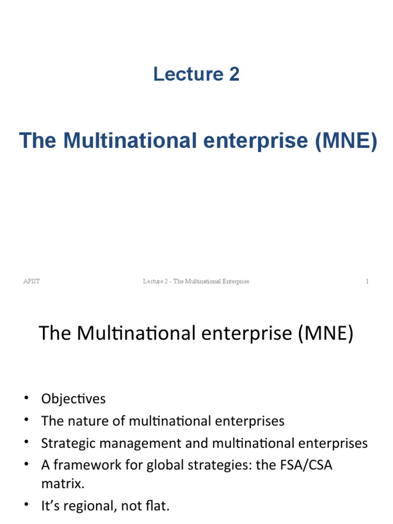 Lecture 2 - The Multinational Enterprise | PDF | Multinational ...