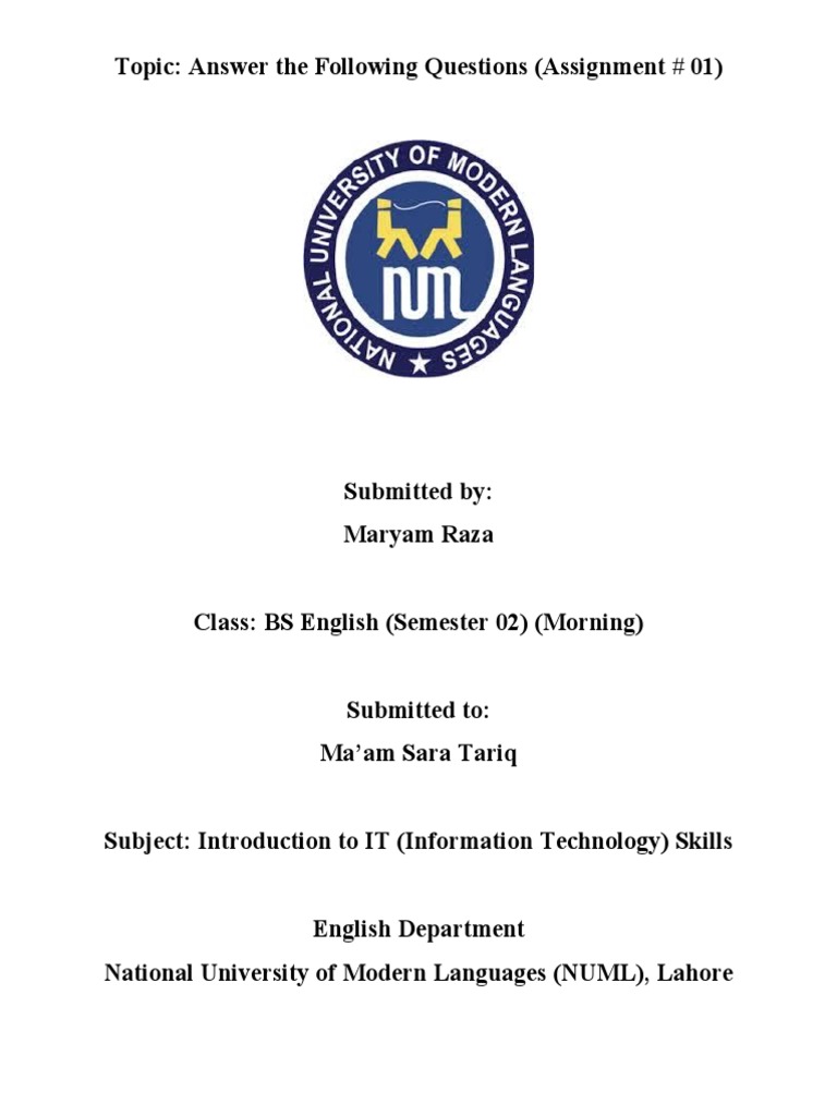 Maryam Raza (LHR 2061) Assignment Number 01 | PDF | Network Topology ...