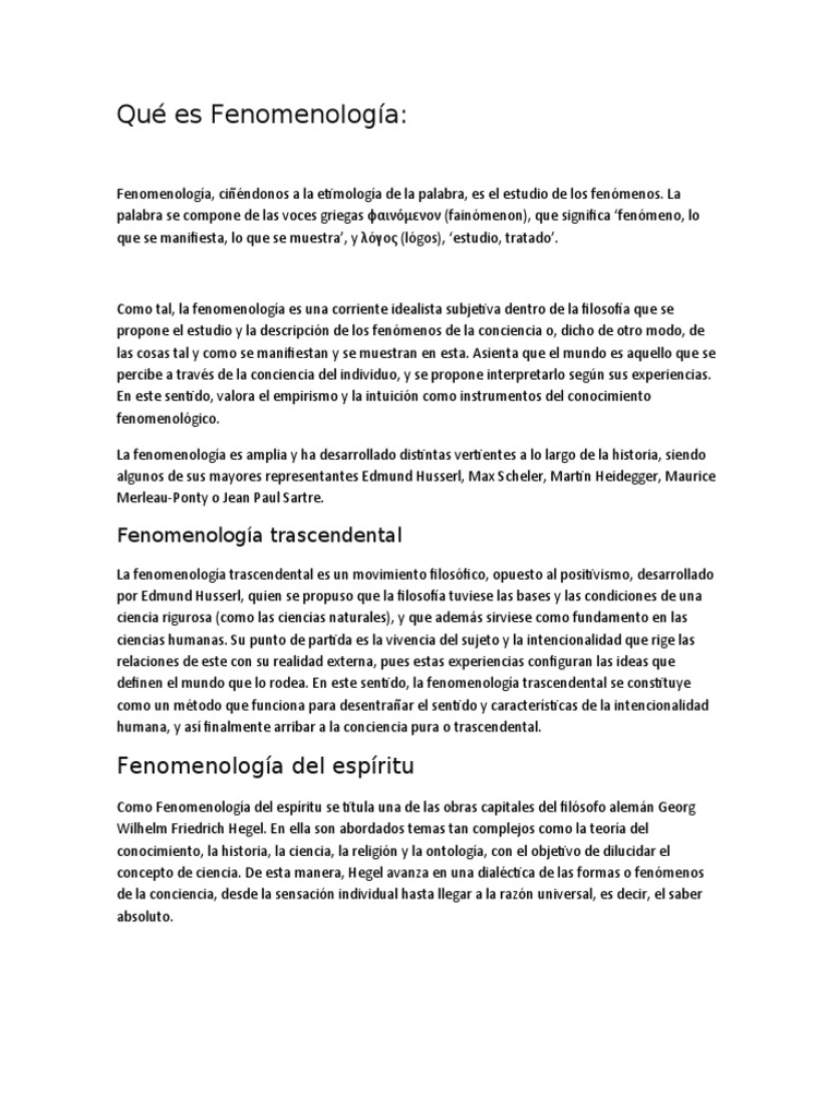 Qué Es Fenomenología | PDF | Fenomenología (filosofía) | Edmund Husserl