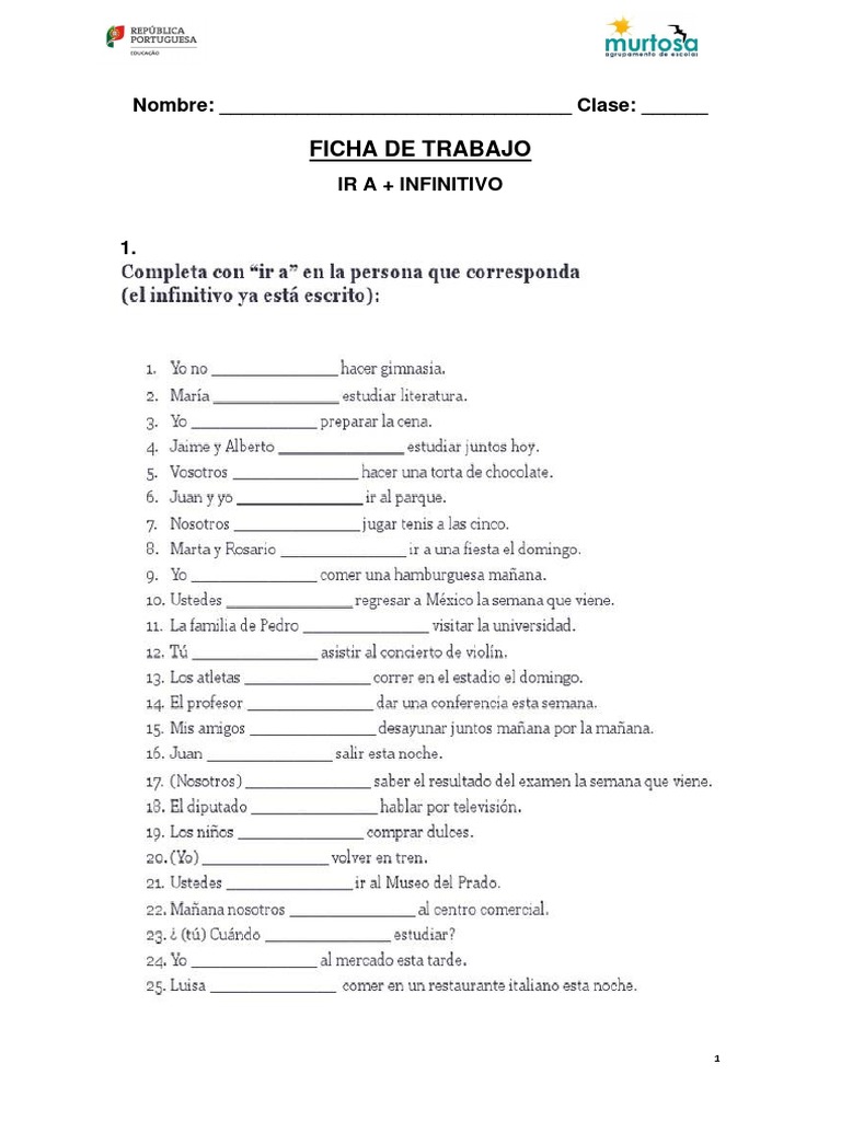Ficha de Trabajo-Perífrasis de Infinitivo | PDF