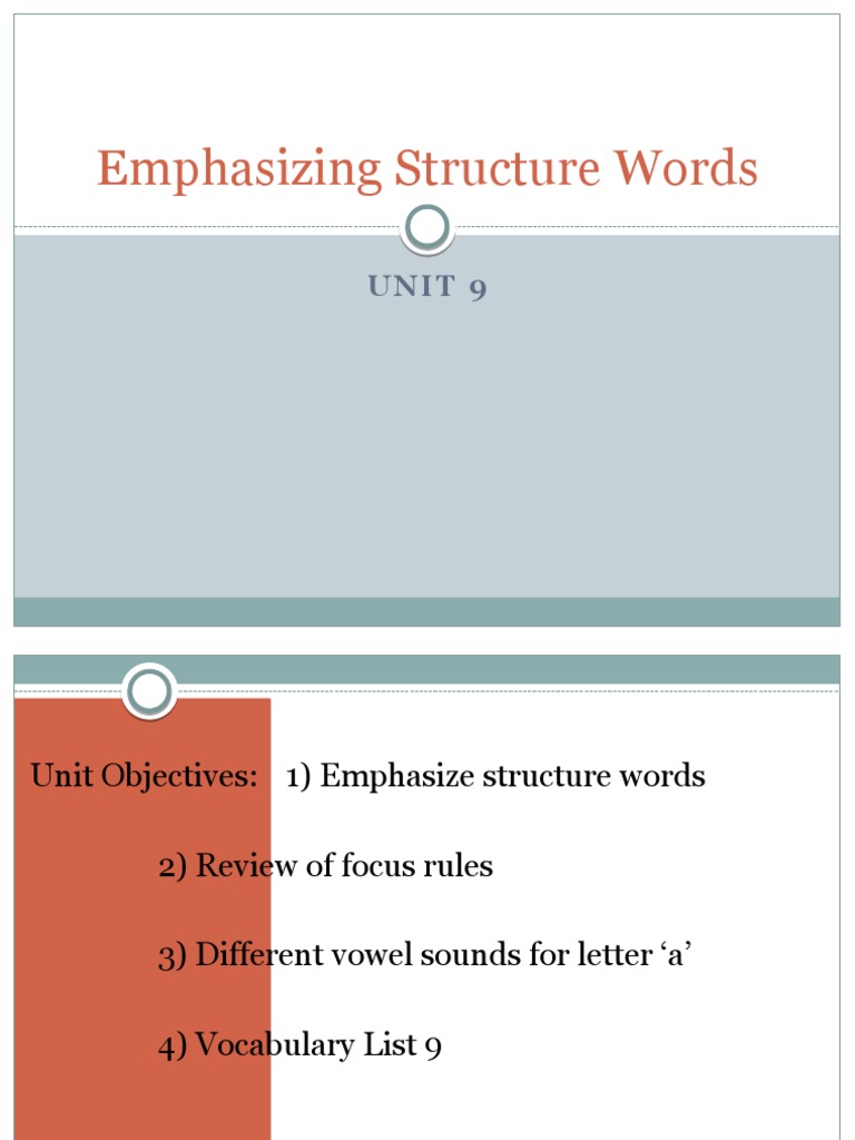 Emphasizing Structure Words: Unit 9 | PDF | Word | Sentence (Linguistics)