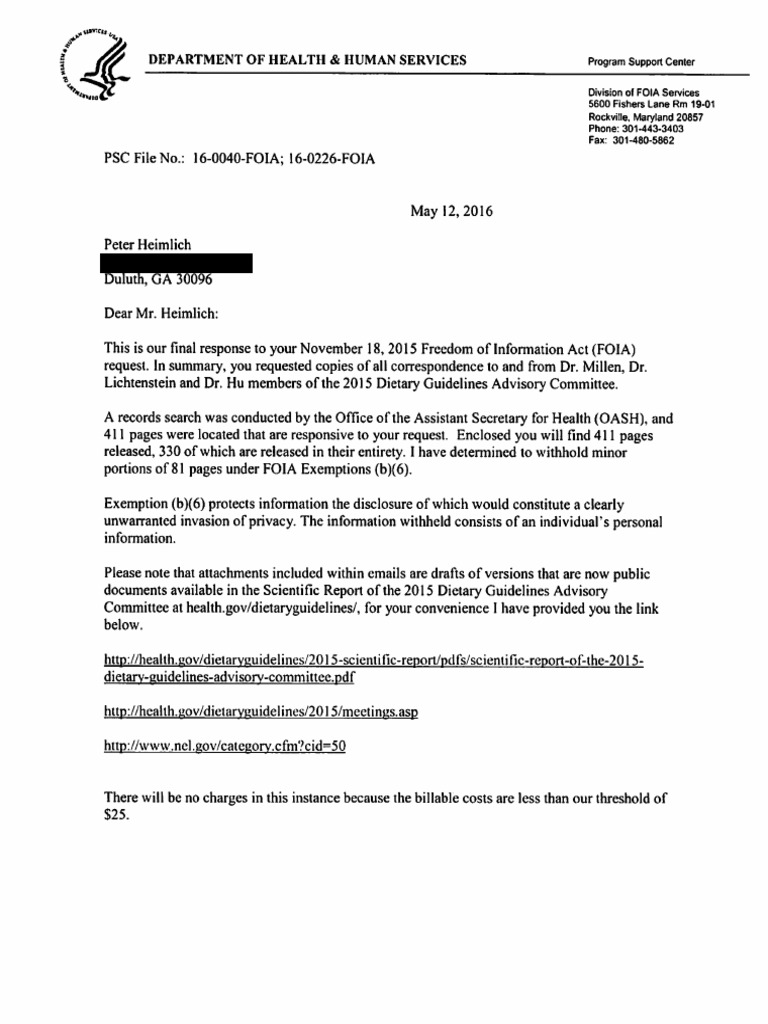 US Department of Health & Human Services, Final Response To My FOIA ...