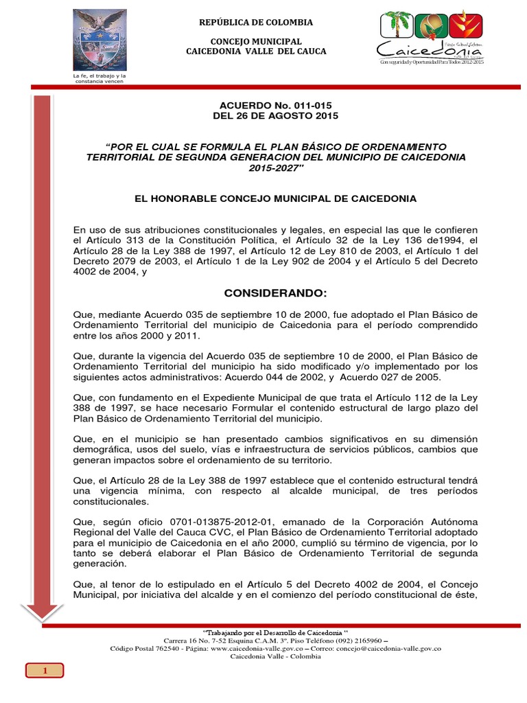 Pbot Caicedonia PDF | PDF | Área rural | Entorno natural