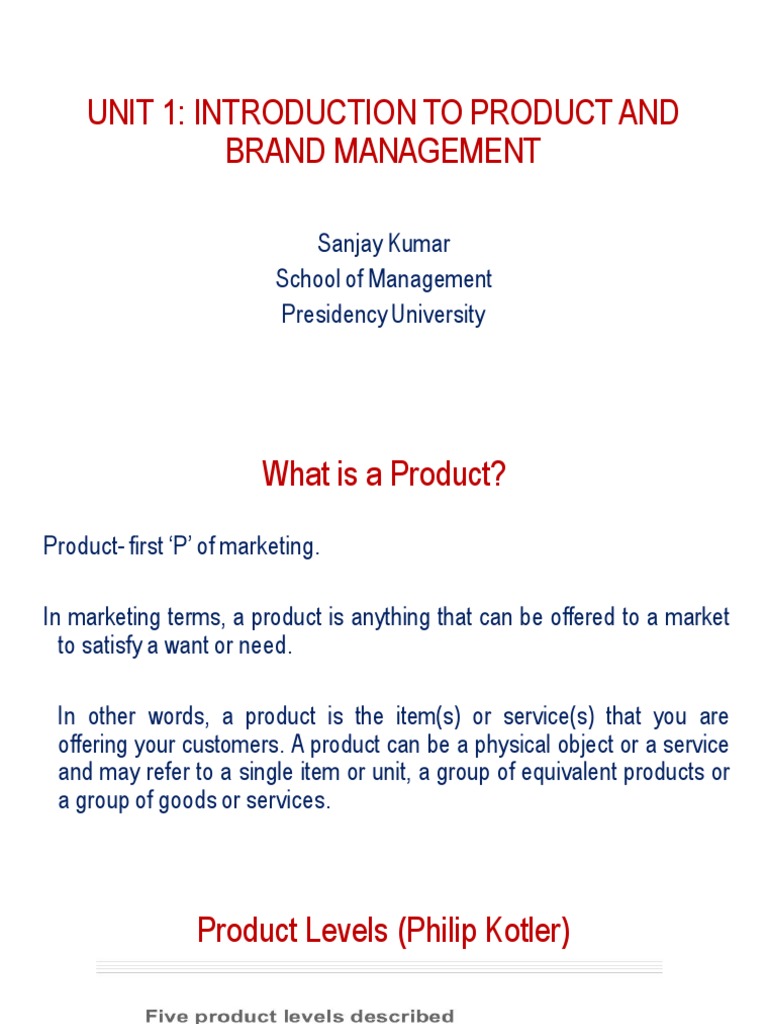 UNIT 1-Introduction To Product and Brand Management | PDF | Brand ...
