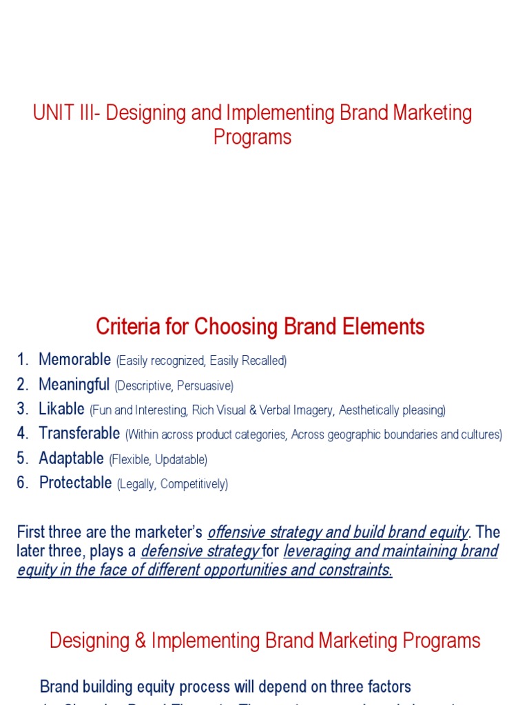UNIT III-updated Designing & Implementing Brand Marketing Programs ...