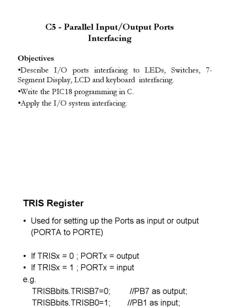 C5 - Parallel Input Output Ports Interfacing2 | PDF | Input/Output | Computer Keyboard