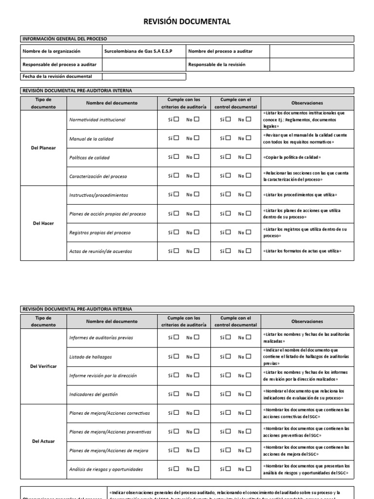 Formato - Revisión Documental | PDF | Auditoría | Business