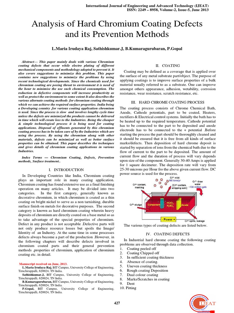 Analysis of Hard Chromium Coating Defects and Its Prevention Methods ...