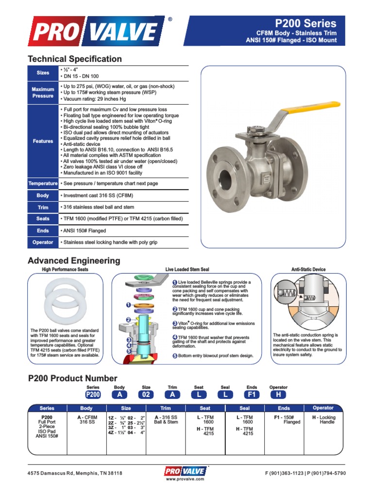 P200 Submittal | PDF | Valve | Mechanical Engineering
