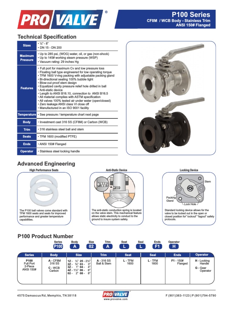P100 Submittal | PDF | Valve | Mechanical Engineering
