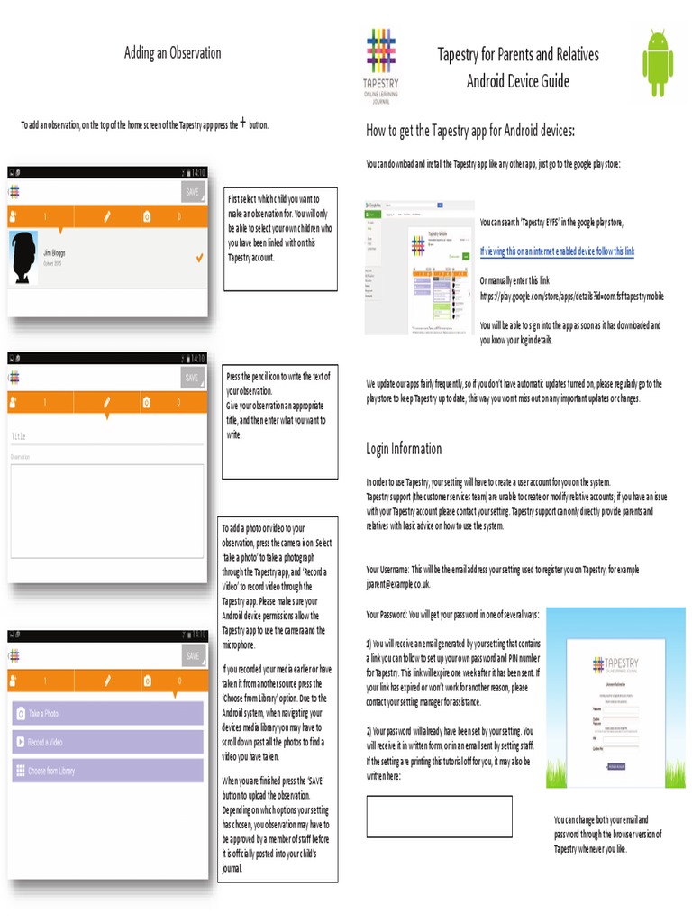 Tapestry Guide For Parents Android A5 Booklet | PDF | Google Play ...