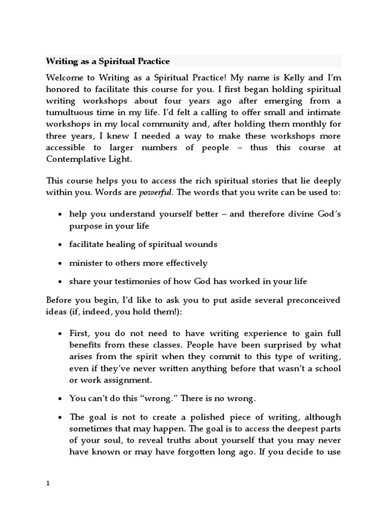 Writing As A Spiritual Practice | PDF | Jesus | Baptism