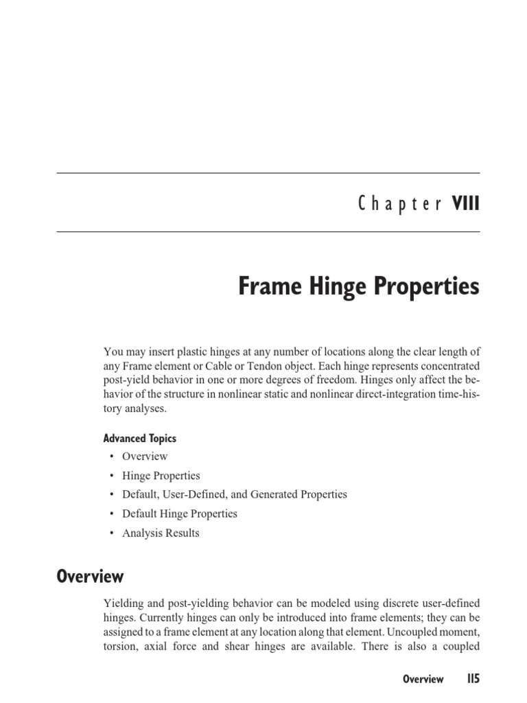 (EXTRACT) Ch. VIII Frame Hinge Properties - From CSI (2002) CSI Analysis Reference Manual For ...