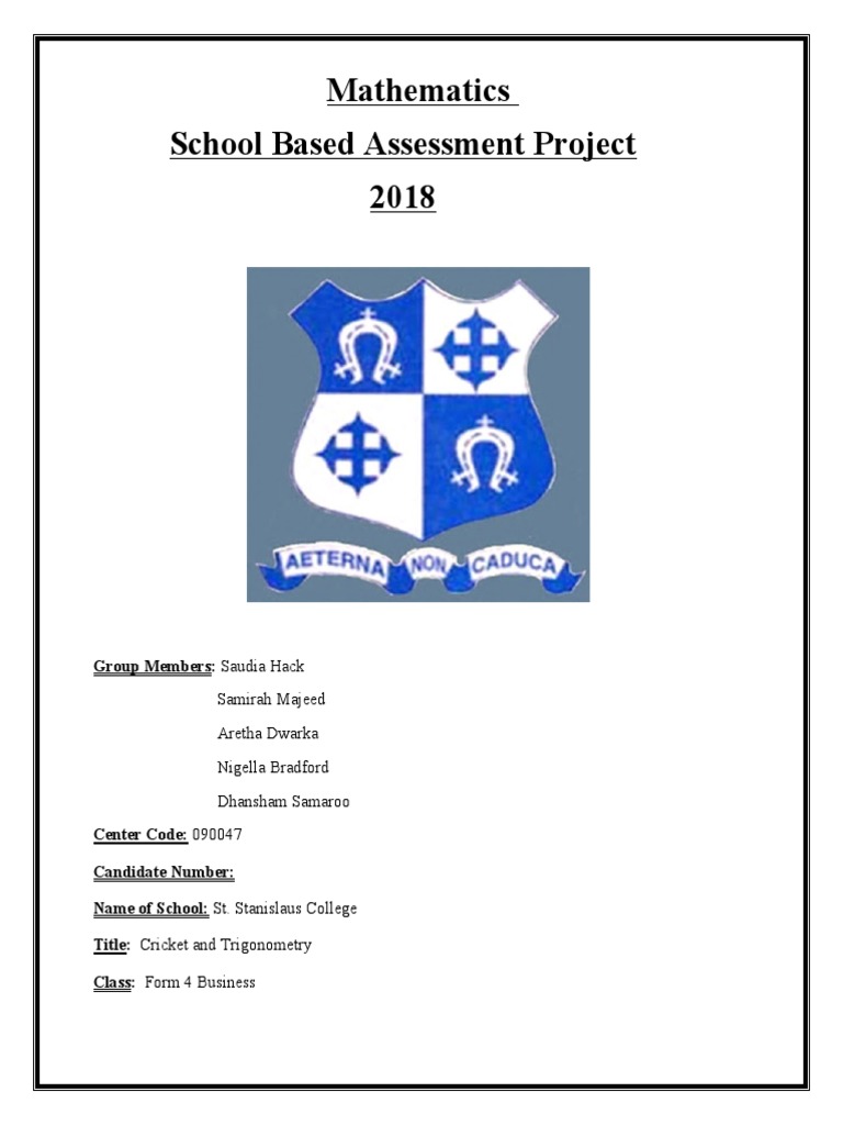 Mathematics Sba Cover Page | PDF