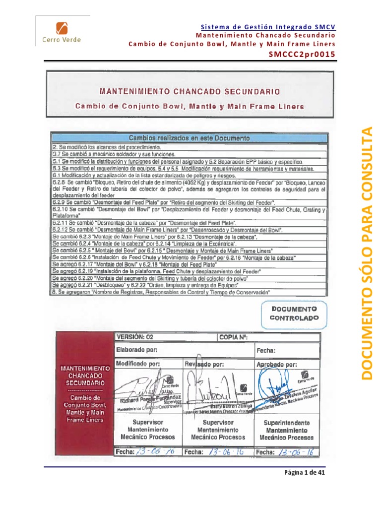 SMCCC2pr0015 - Cambio Bowl Mantle y Main Frame Liners - v02 | PDF | Soldadura | Construcción