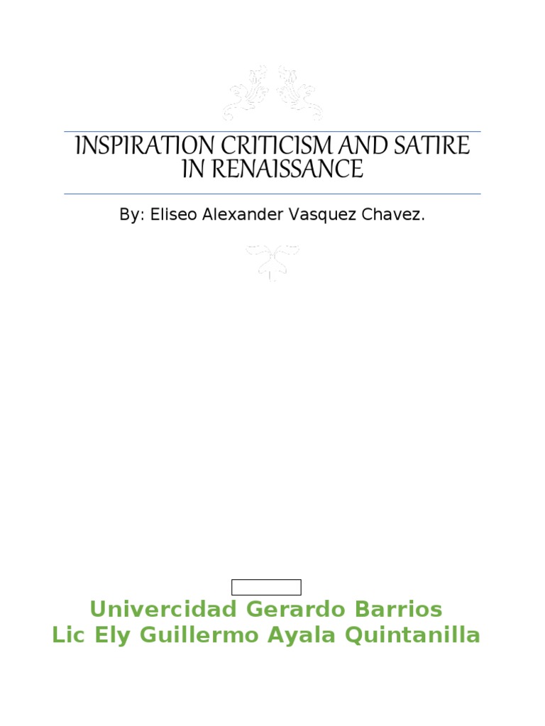 Inspiration in Renaissance | PDF | Satire | Renaissance