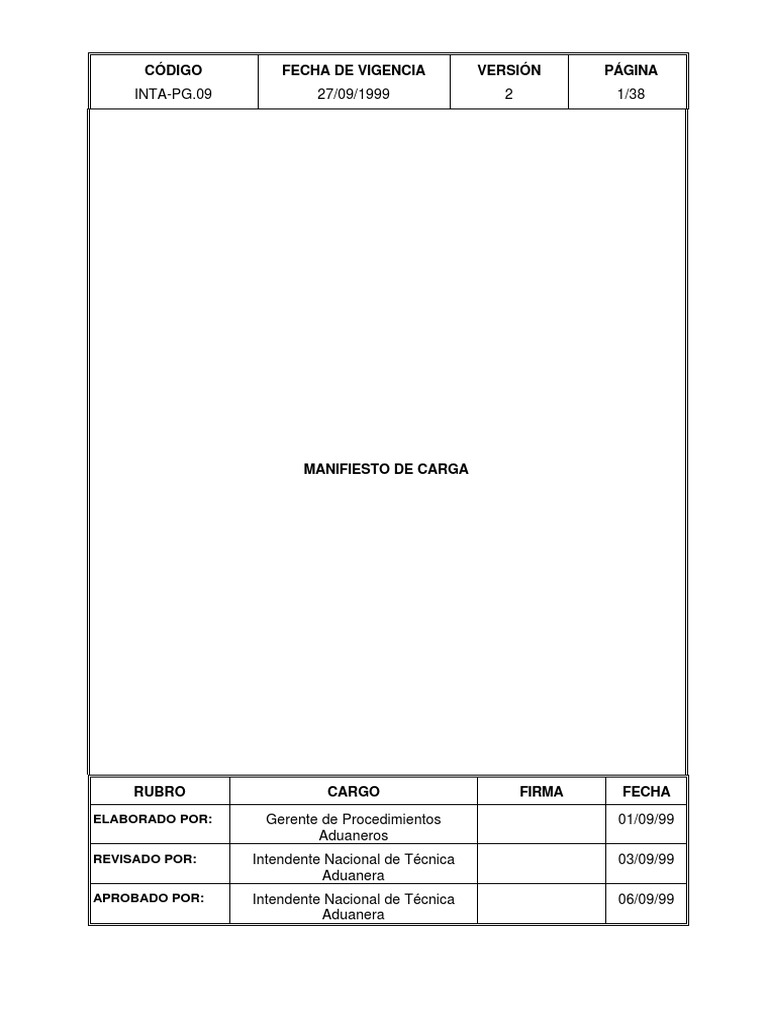 Manifiesto de Carga PDF | PDF | aduana | Transporte
