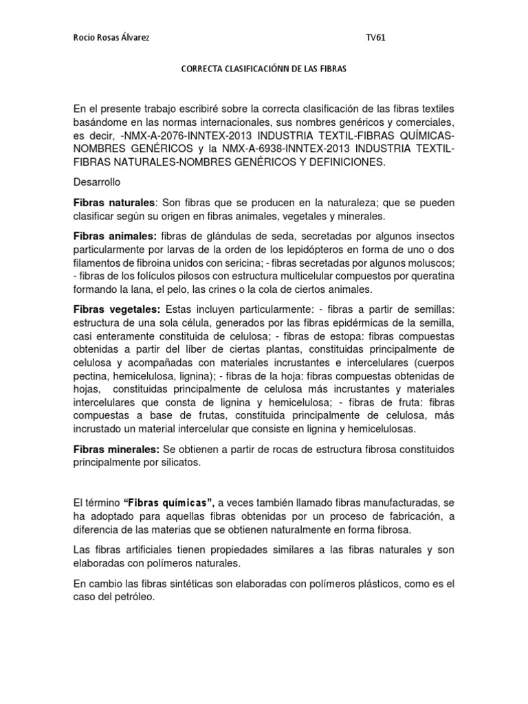 Correcta Clasificación de Las Fibras | PDF | Fibra sintética | Fibras