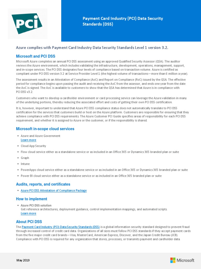 Azure PCI DSS Compliance Overview | PDF | Payment Card Industry Data ...