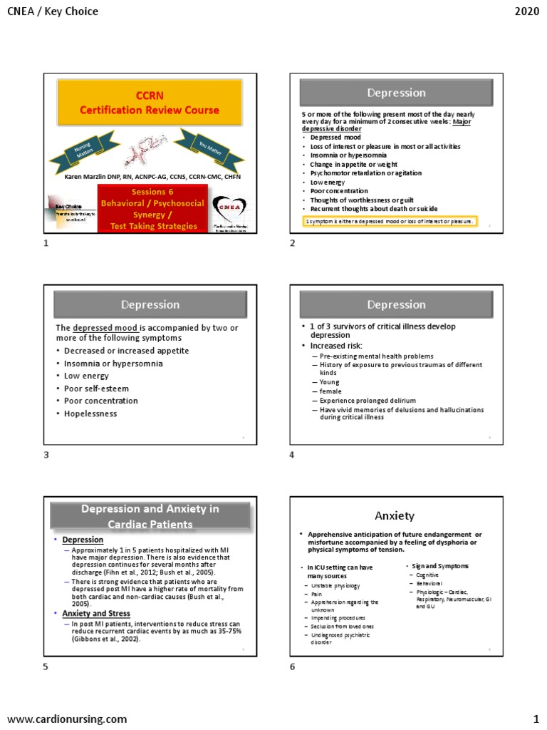 CNEA - CCRN Review - Behavioral-Psychosocial | PDF | Major Depressive ...