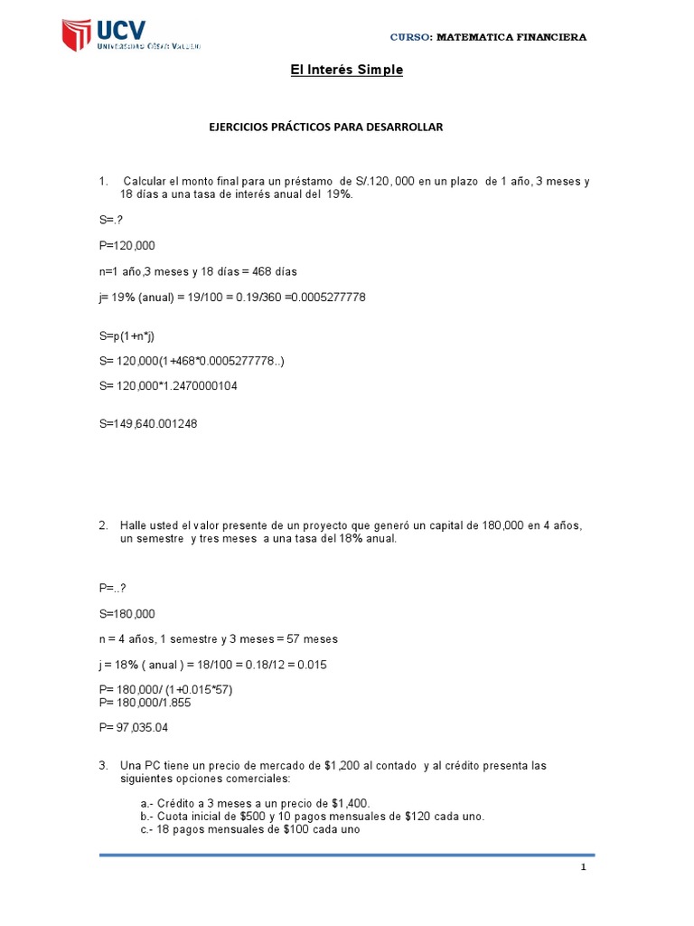 TP1 Interes Simple | PDF | Servicios financieros | Dinero