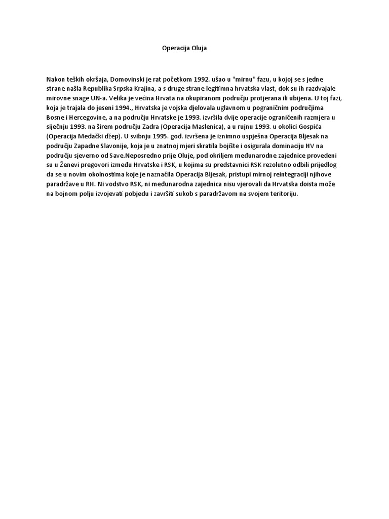 Operacija Oluja | PDF