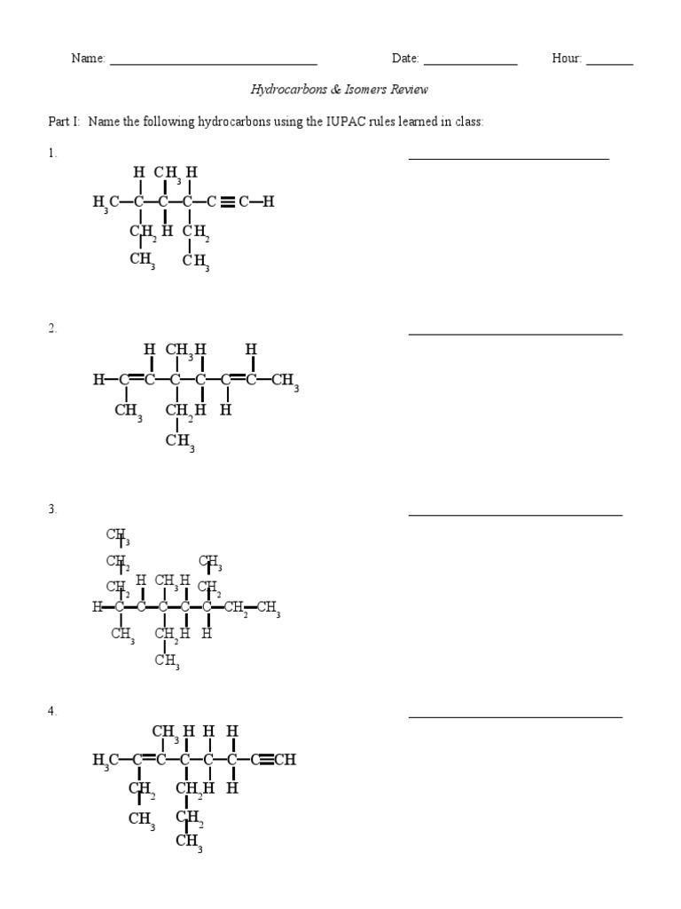 Hydrocarbons & Isomers Review | PDF