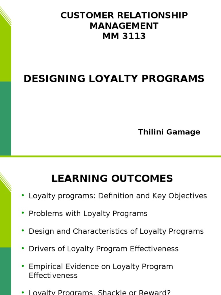 Lesson 5 - Designing Loyalty Programs | PDF | Loyalty Program | Profit ...