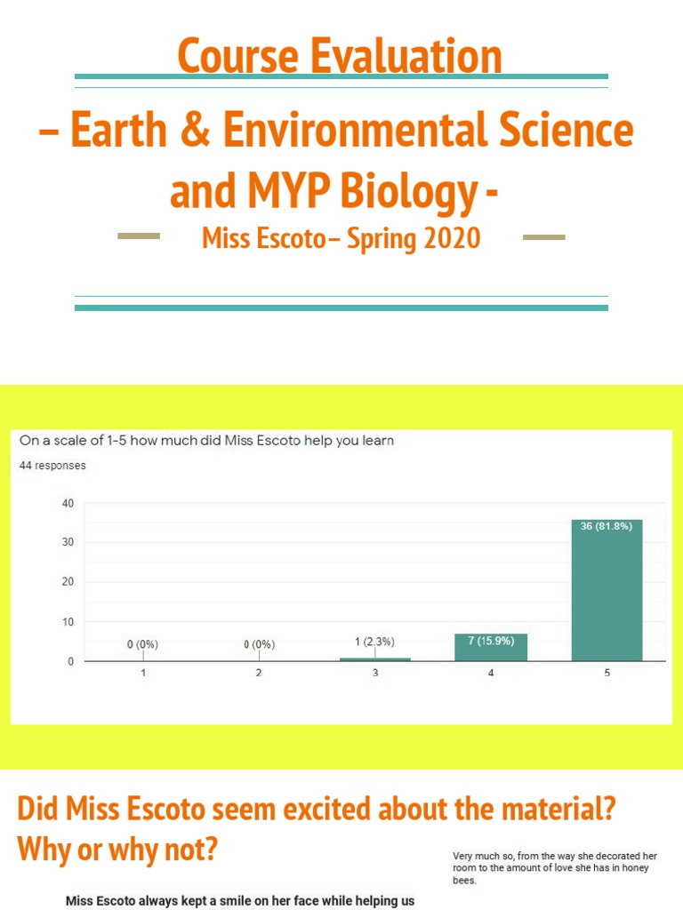 Course Evaluation - Earth & Environmental Science and MYP Biology | PDF ...