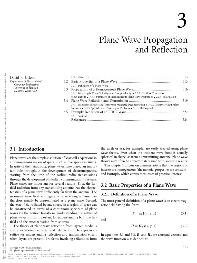 Plane Wave Propagation and Reflection: David R. Jackson | PDF ...