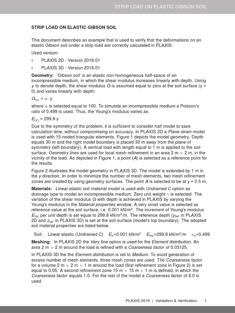 Validation Strip Load On Elastic Gibson Soil 2016 | PDF | Young's ...