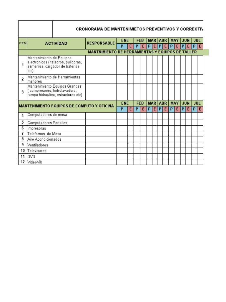 Cronograma de Mantenimiento Preventivo y Correctivo | PDF