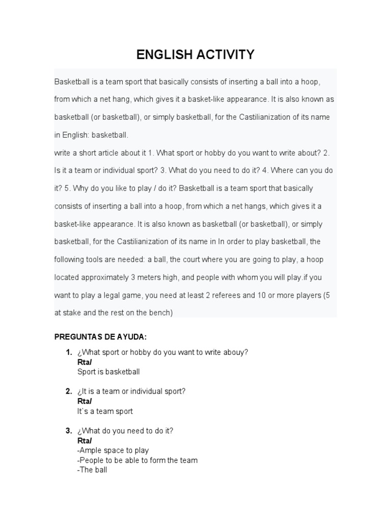 Basketball: A Team Sport Overview | PDF | Sports & Recreation