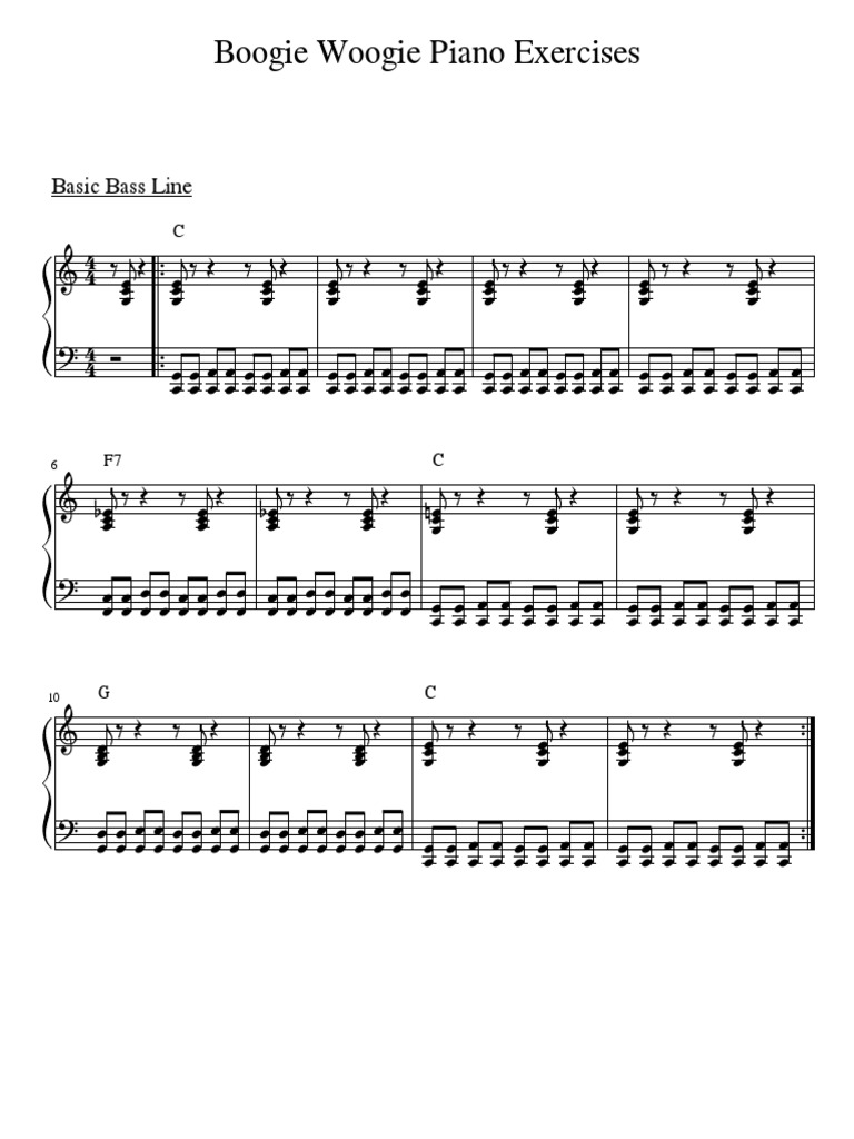 Boogie Woogie Piano Exercises: Basic Bass Line | Descargar gratis PDF ...