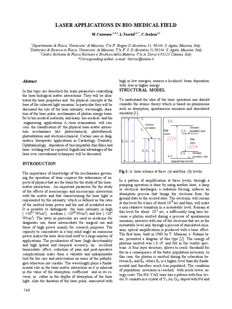 Laser Applications in Biomedical Science | PDF | Laser | Ultraviolet