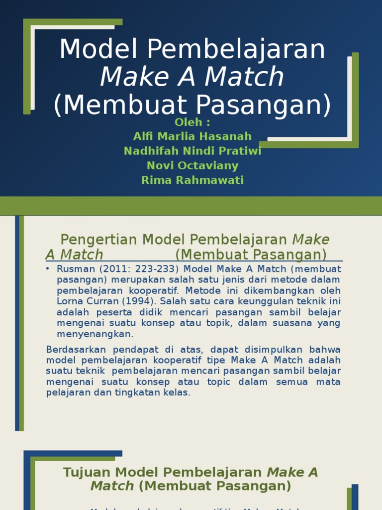 Model Pembelajaran Make A Match (Membuat Pasangan | PDF