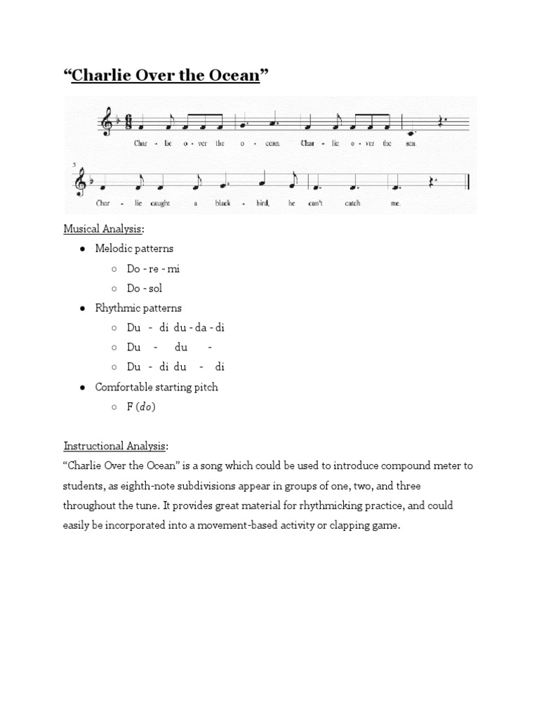 Charlie Over The Ocean Song Analysis | PDF