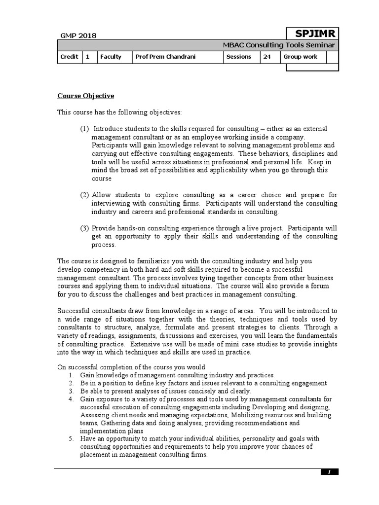 Consulting-Prof. Prem Chandrani | PDF | Consultant | Competence (Human ...