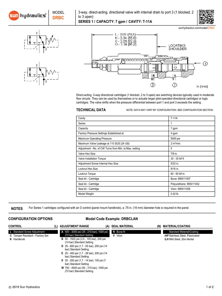 Model 3-Way, Direct-Acting, Directional Valve With Internal Drain To ...