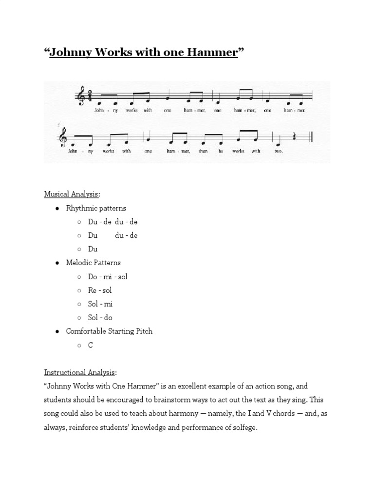 Johnny Works With One Hammer Song Analysis | PDF | Language Arts ...