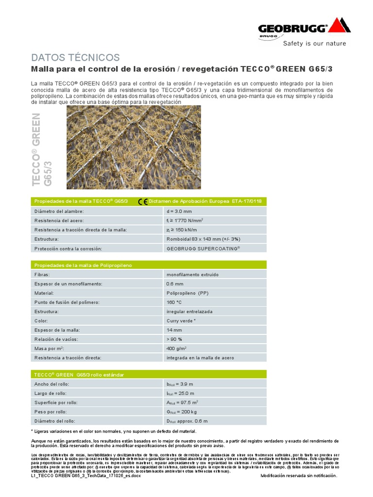 L1 TECCO-GREEN-G65 3 TechData 171026 Es | PDF | Acero | Química