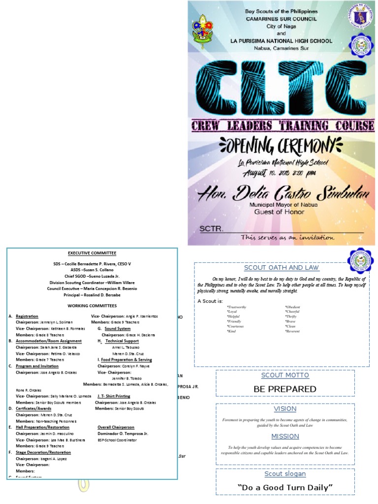 BSP PROGRAM OF ACTIVITIES Simple | PDF | Outdoor Recreation ...