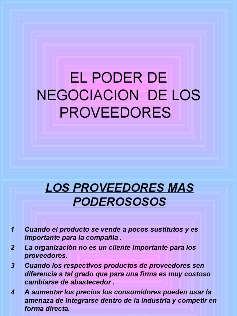 El Poder de Negociacion de Los Proveedores | PDF | Inflación | Tipo de ...