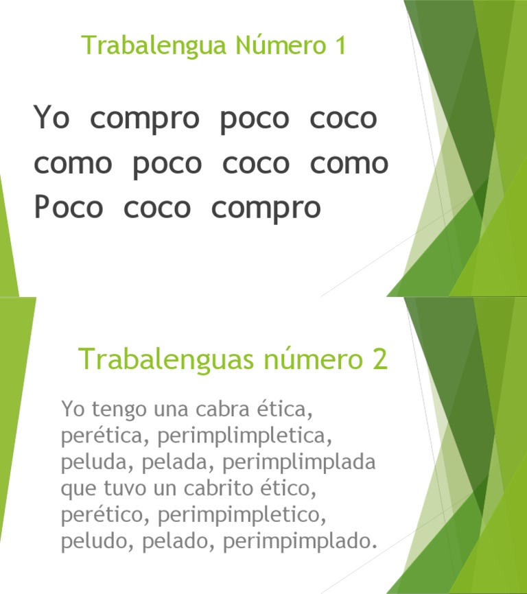 Trabalenguas: Coco y Cabra Ética | PDF