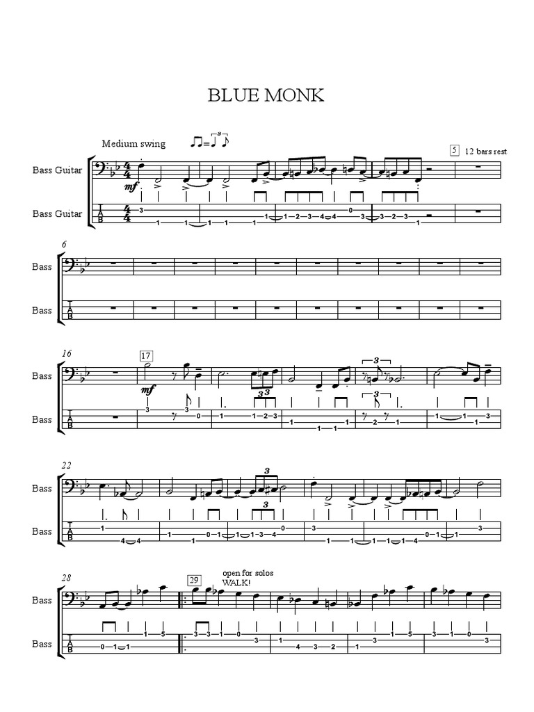 Bass BLUE MONK PDF | PDF