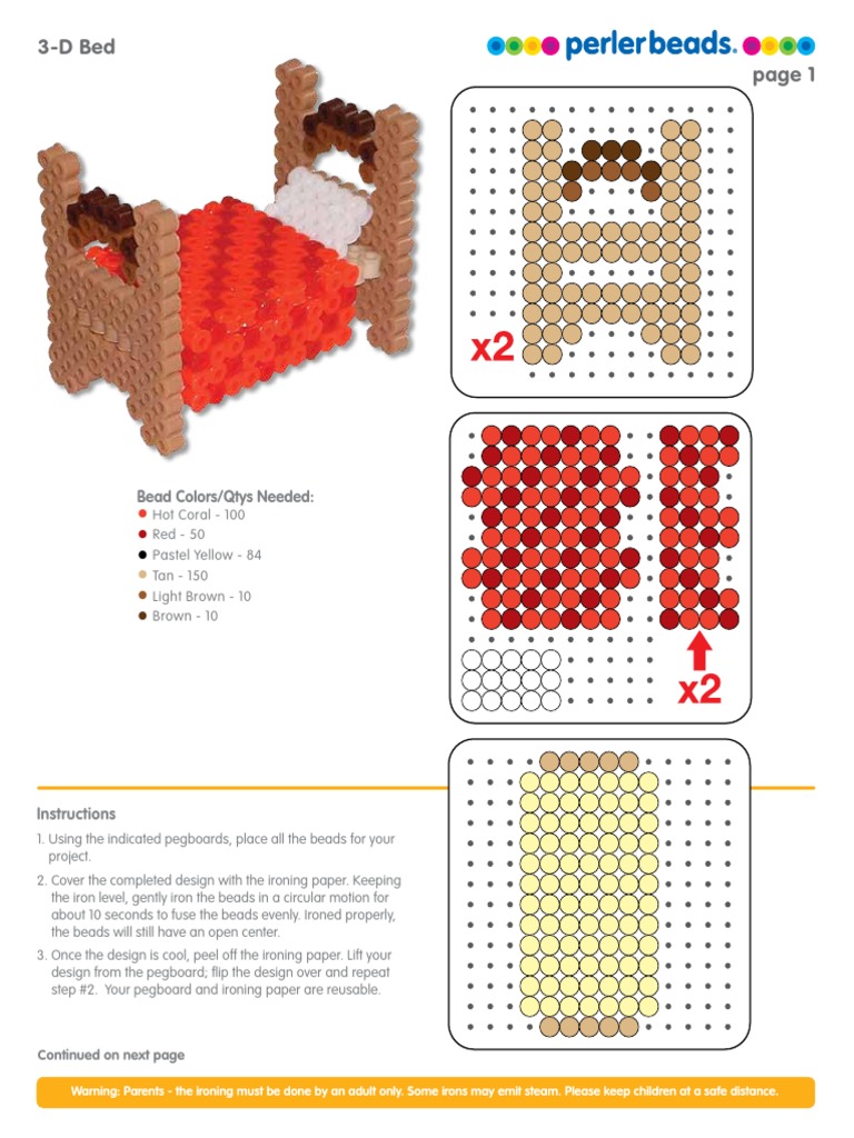 3-D Bed: Bead Colors/Qtys Needed | PDF